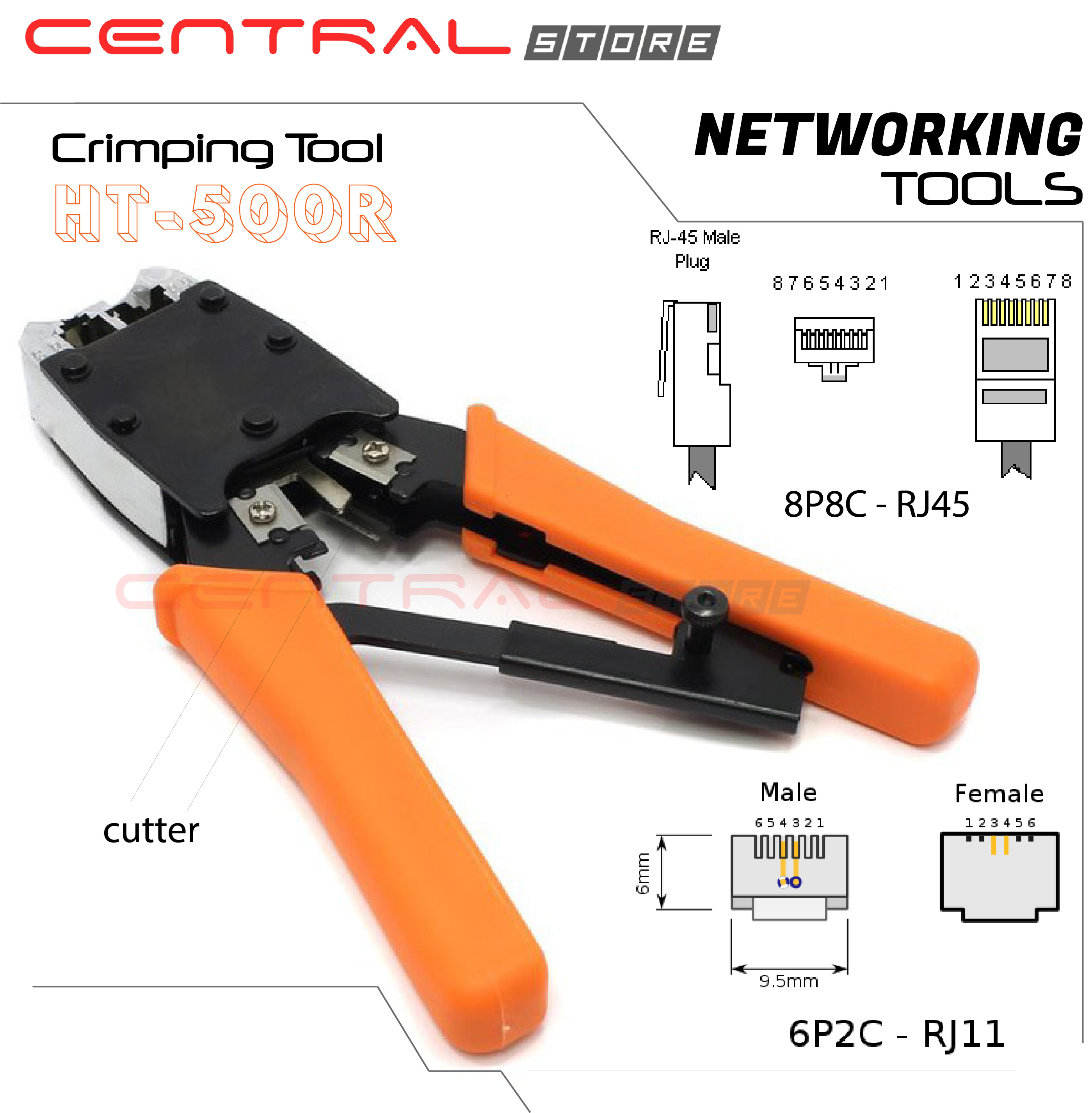 Crimping Tool H-TOOLS HT-500R Tang Konektor RJ45 RJ11 RJ12 | Lazada ...