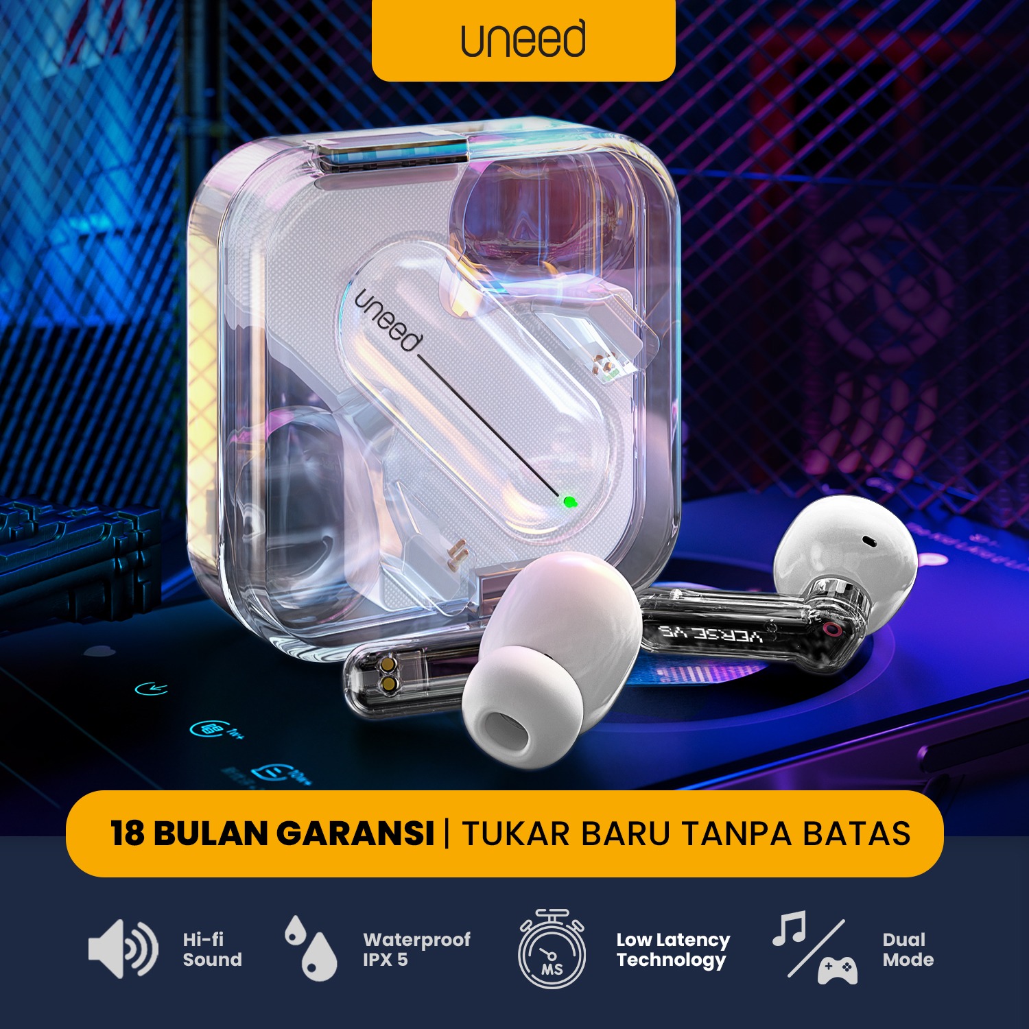 Uneed TWS Bluetooth 5.1 Earphone Low Latency Verse V5 - UEP302 | Lazada ...