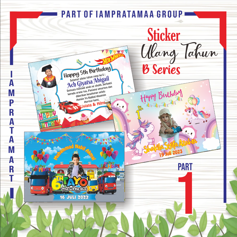 [8 PCS] STIKER KOTAK NASI BOX DAN KARTU UCAPAN UNTUK ACARA ULANG TAHUN ...