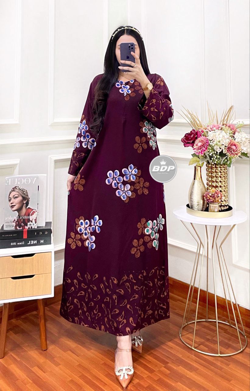 GAMIS CAP MEWAH LENGAN PANJANG BAHAN RAYON PREMIUM GAMIS CAP KOMBINASI ...