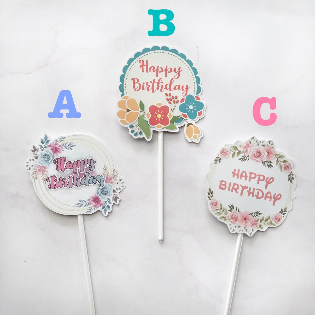 Topper HBD Bunga 8cm | Lazada Indonesia