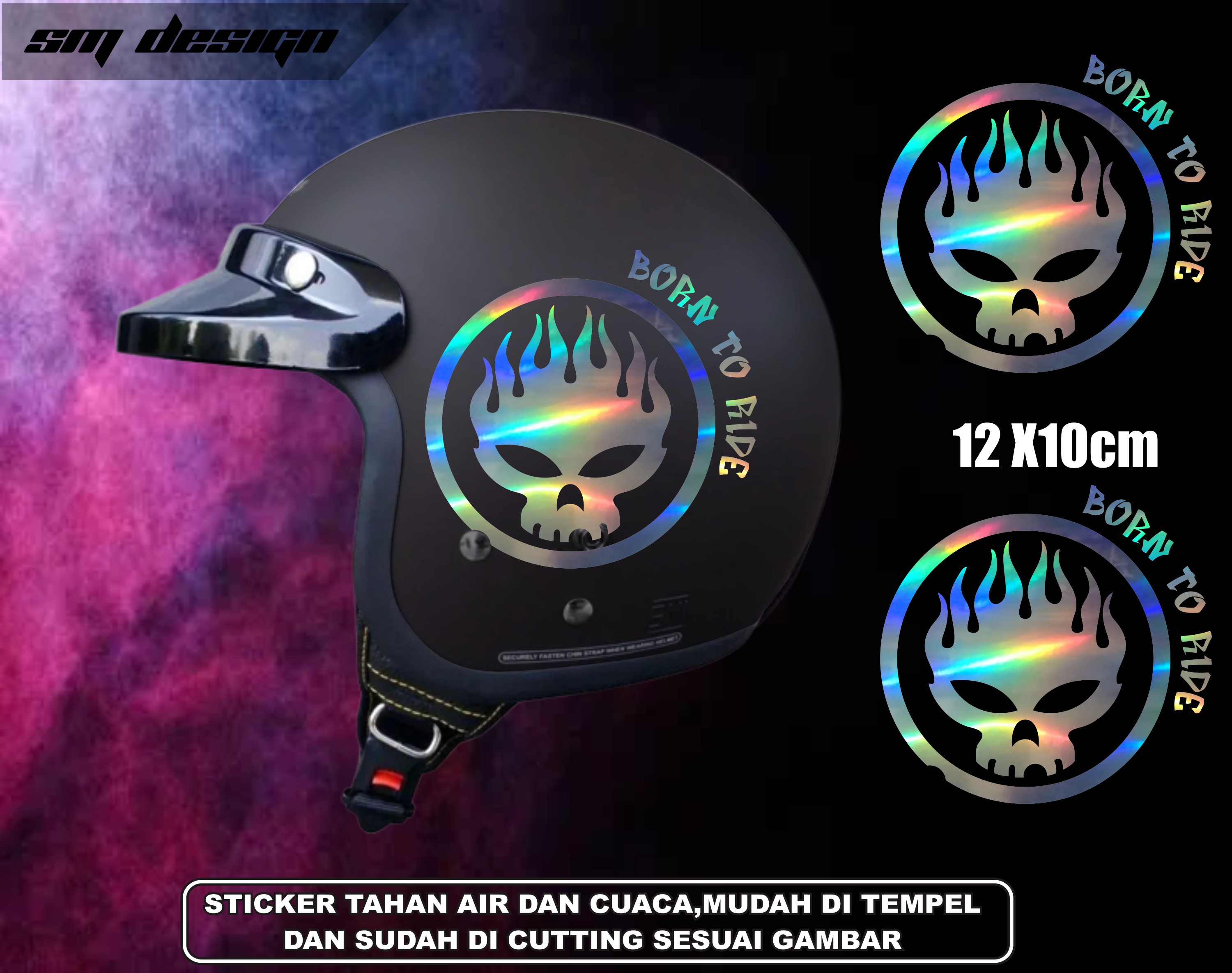 Stiker Helm, Sticker helem Bogo 1 Set Variasi Born To Ride | Lazada ...