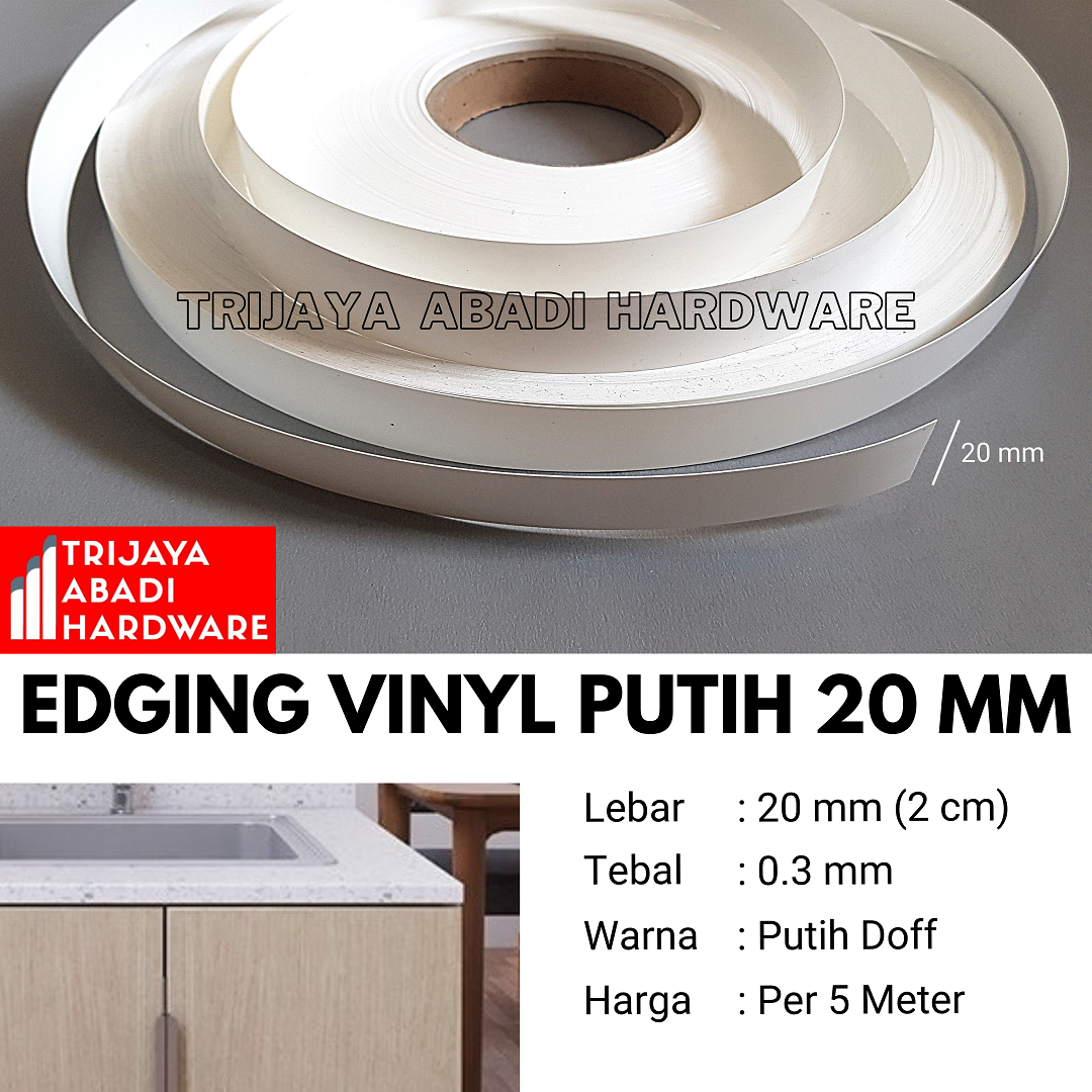 Edging Vinyl Putih 20 mm (2 cm) Vinil Vynil Plimir 5 meter | Lazada ...