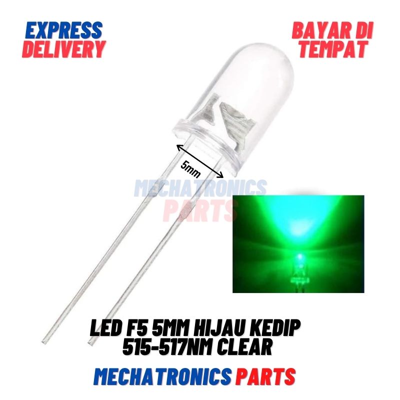 5PCS [DSP-9257] LED F5 5MM HIJAU KEDIP 515-517nm CLEAR | Lazada Indonesia