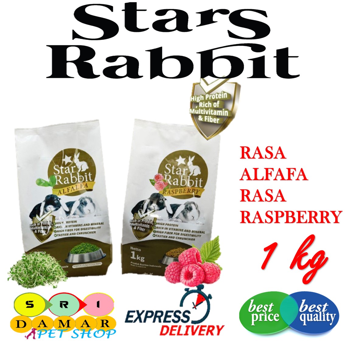 Makanan Kelinci STAR RABBIT kemasan Freshpack 1 kg star rabbit alfafa ...