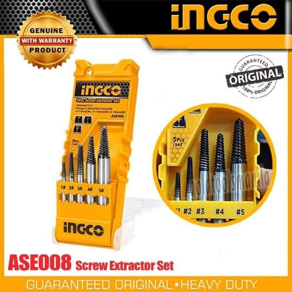 Tap Balik Screw Extractor INGCO ASE008 3-14 Mm 5Pcs Screw Extractor 3 ...