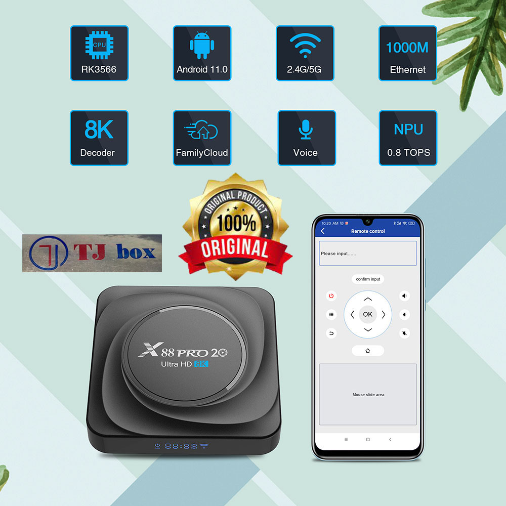 TJBOX X88 Pro 20 ROM 128GB/64GB/32GB ANDROID TV BOX RK3566 ANDROID 11 ...