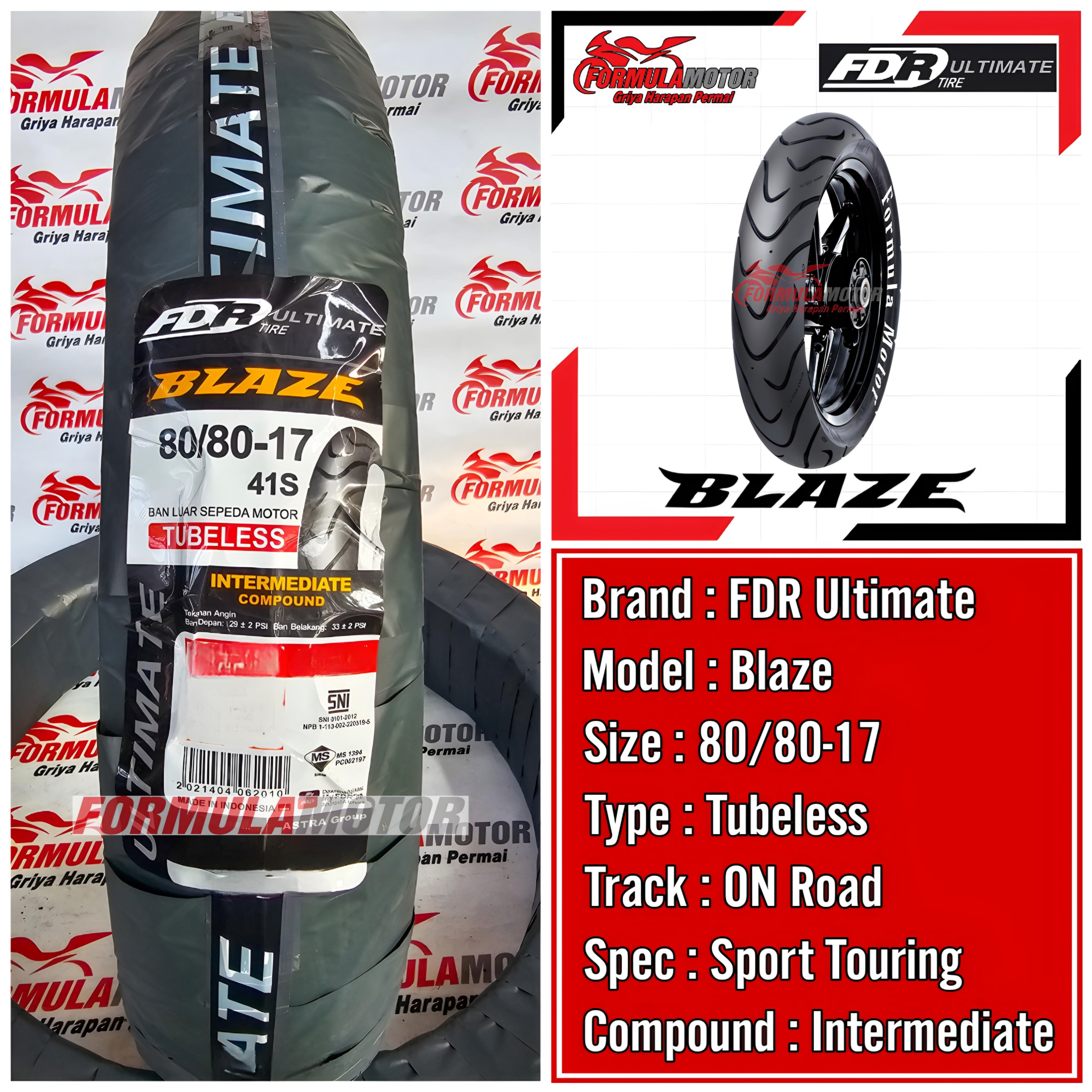 FDR Ultimate Blaze Ring 17 Tubeless All Size (Profil Donat) Ban Motor ...