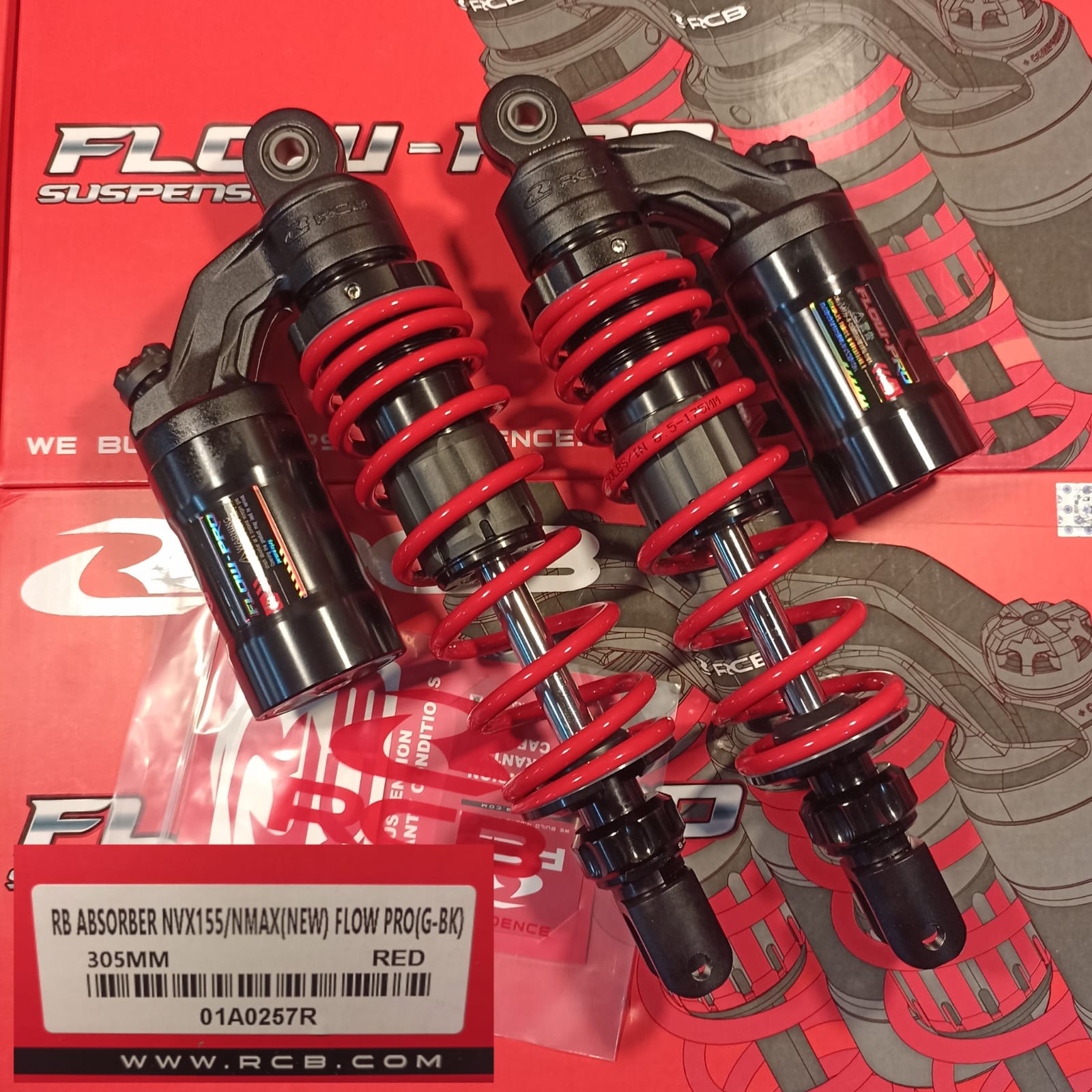 SHOCK BELAKANG RCB FLOW PRO 305 MM NMAX NEW AEROX TABUNG ATAS RED ...