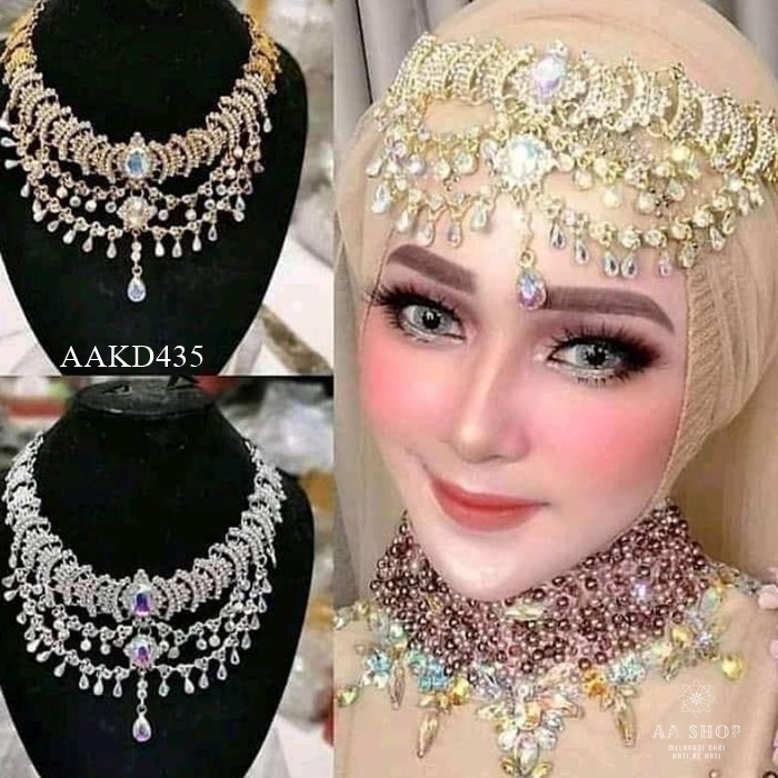 Tiara Pengantin Kalung Set Anting Mewah Dan Elagan Kalung Swarovski