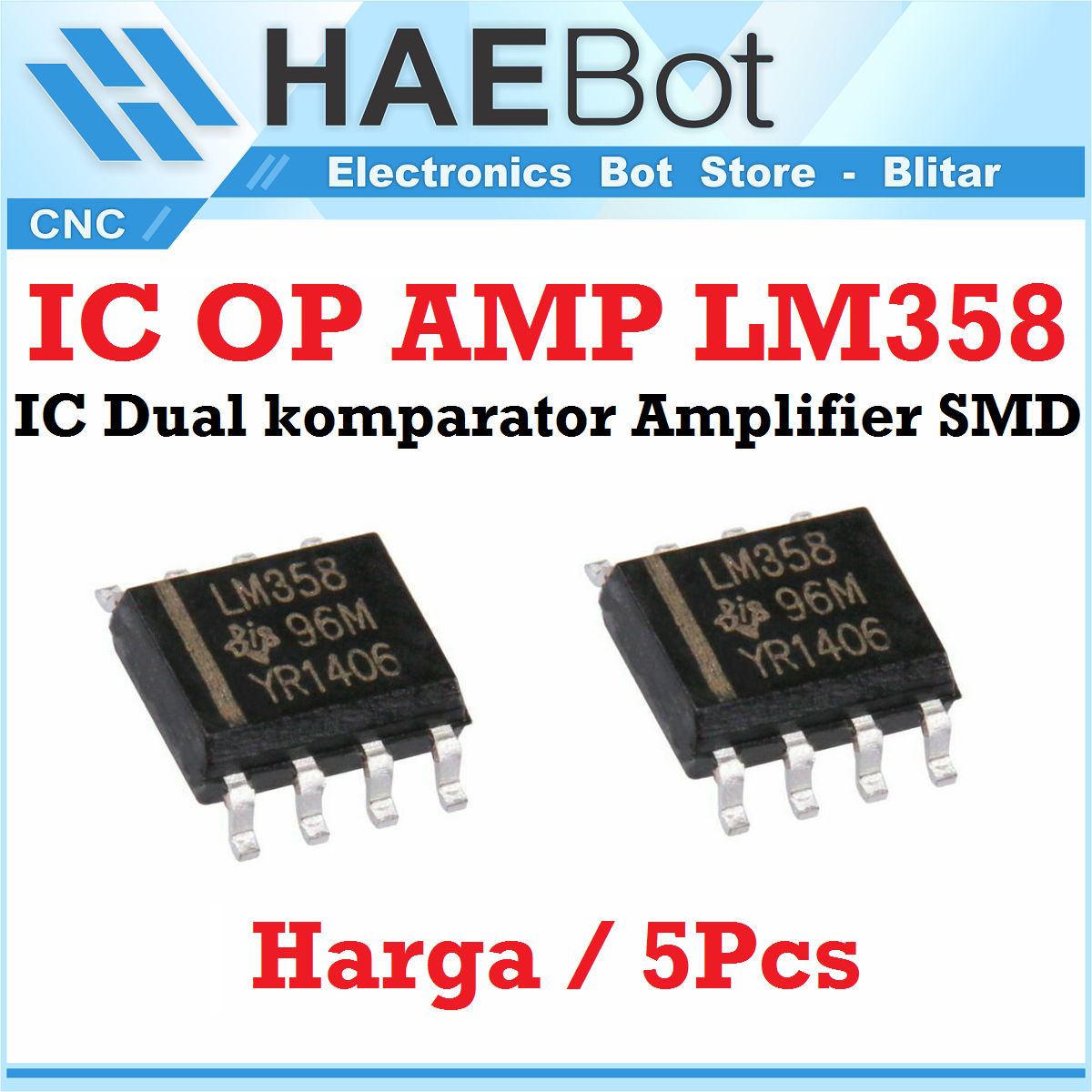 [HAEBOT] IC OP AMP LM358 P SOC8 SMD Dual Dua Komparator Amplifier Mudah Op-amp Dua Channel ...