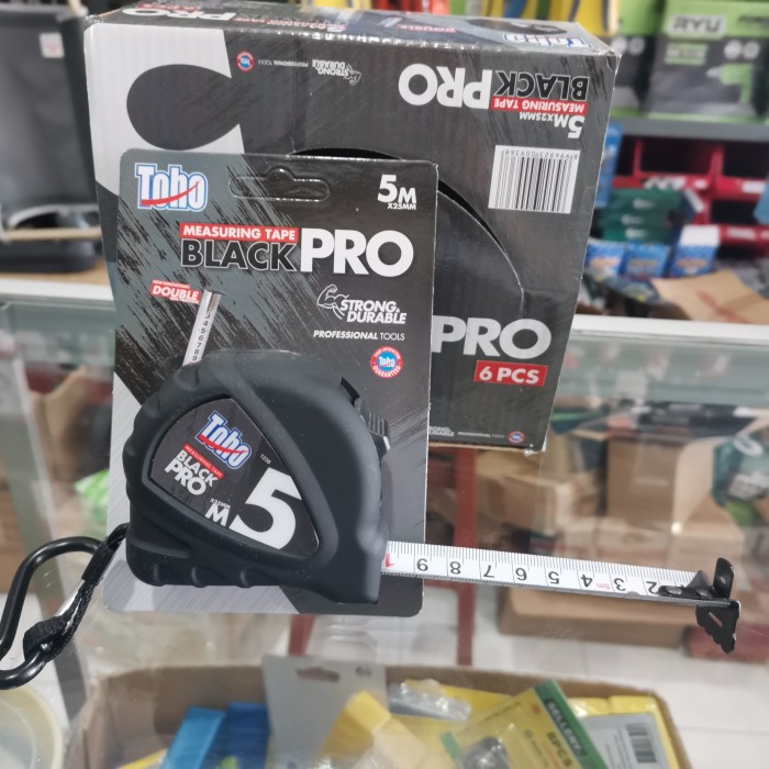 TOHO meteran 5 meter 2 sisi meteran tarik meteran karet hitam premium ...