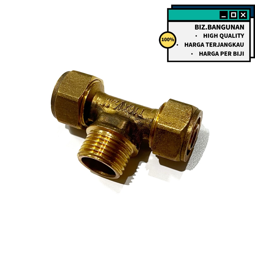 TEE NEPEL SAMBUNGAN KUNINGAN 1/2 - T KRAN PIPA AIR PANAS DINGIN ...