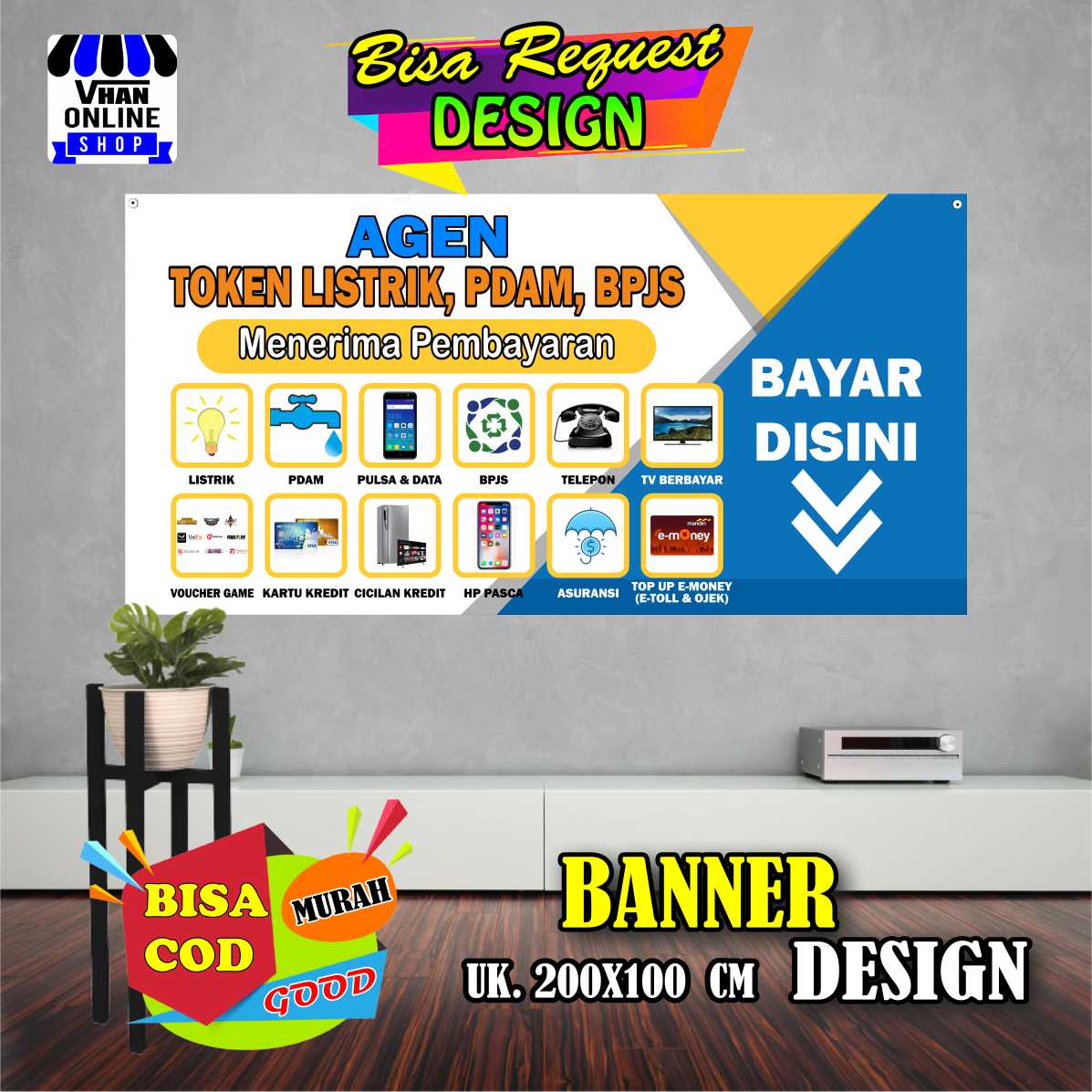Spanduk Banner Konter Pembayaran PDAM, Listrik dan BPJS, Keren Murah ...