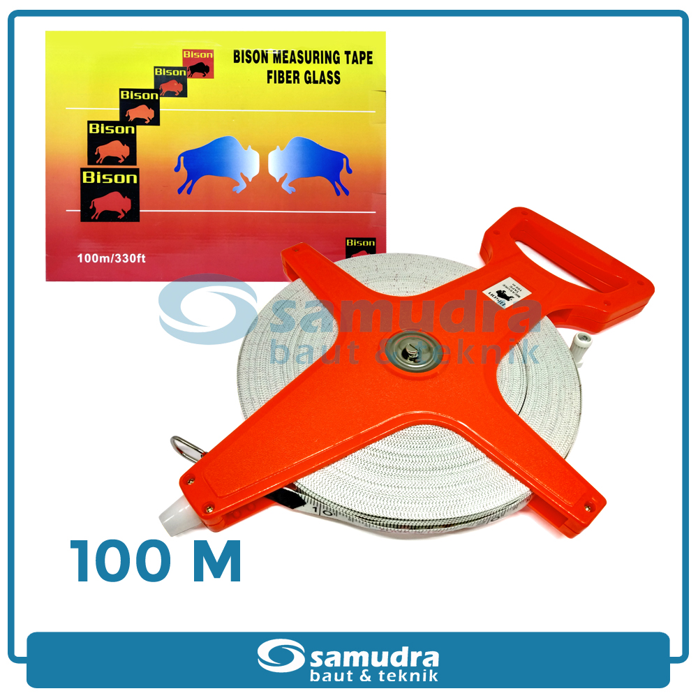 BISON Meteran Tancap Tanah 100 Meter Alat Ukur Jalan Gulung Rol Tanam ...
