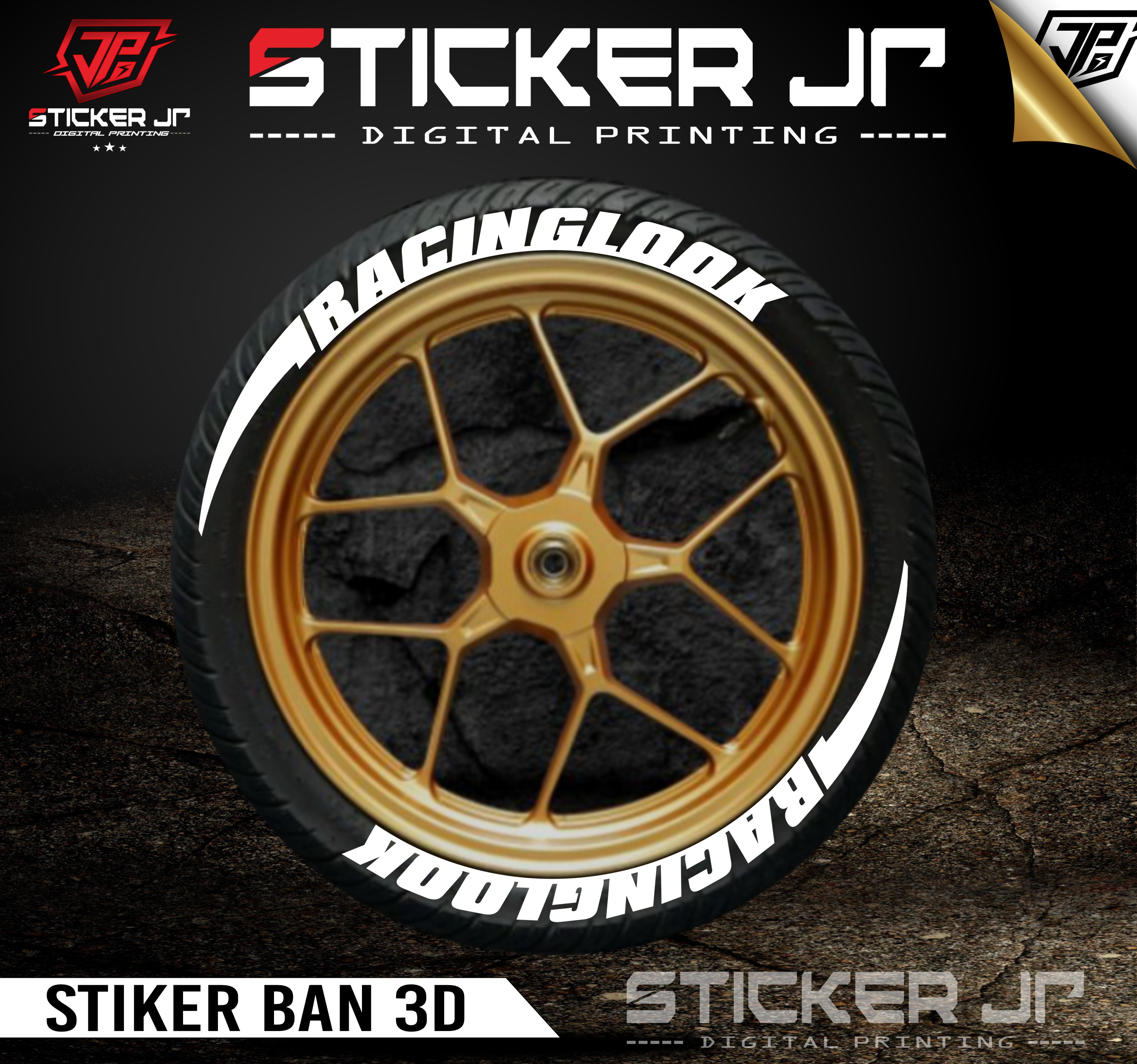Sticker Ban / Font Ban / Tire Bomb / 3D stiker ban RACINGLOOK Sticker ...
