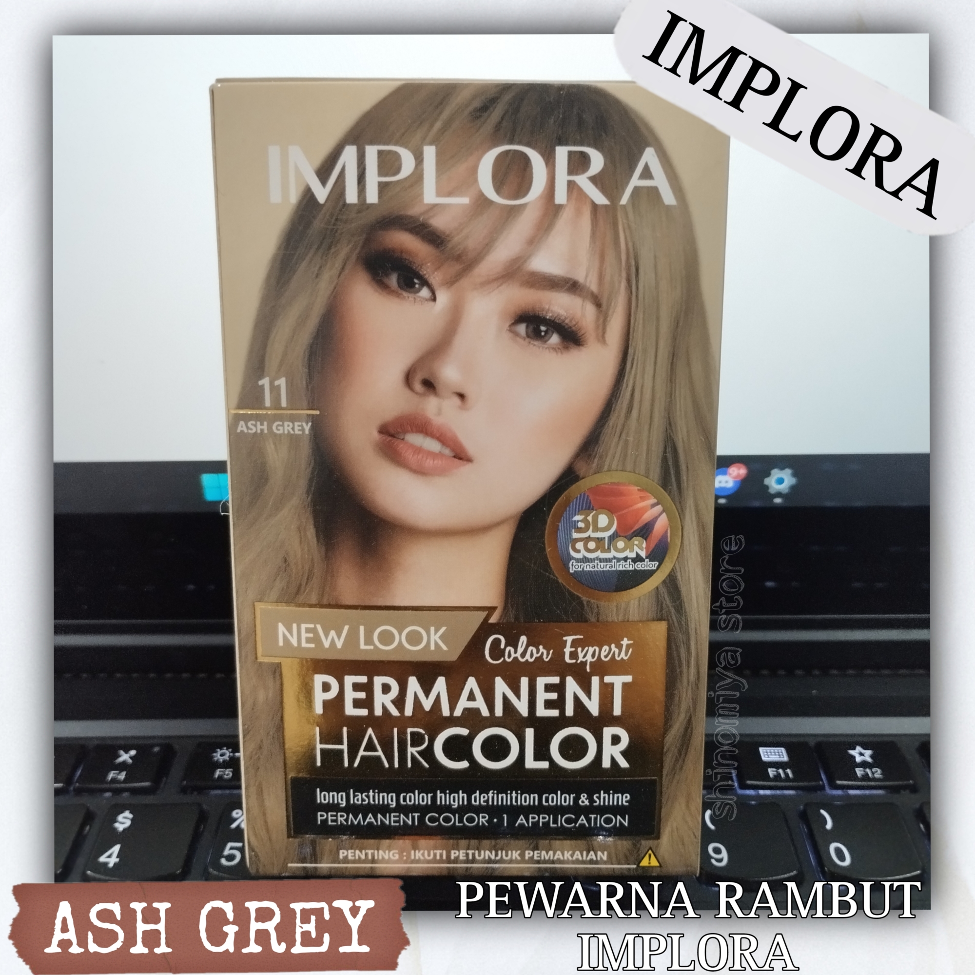 (ASH GREY ) CAT RAMBUT IMPLORA / CAT RAMBUT PERMANENT / HAIR COLOR ...