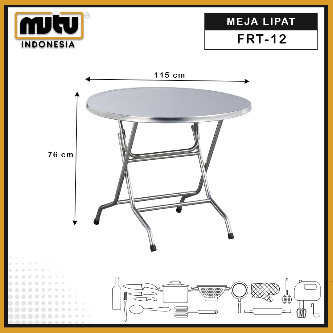 Meja Lipat Bulat / Meja Cafe / Meja Round Table 1.2 Meter Steinless ...