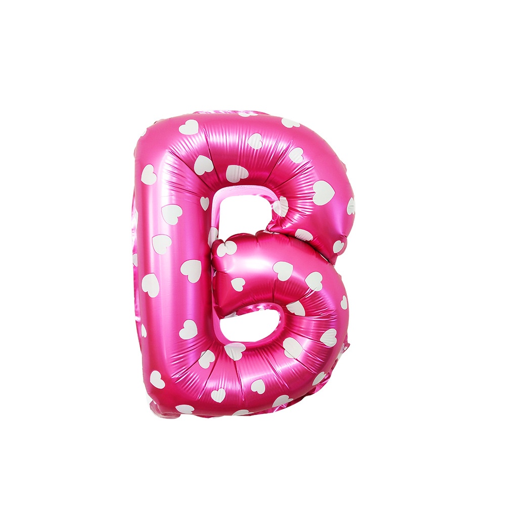 Balon Foil Huruf Motif Love ±40cm Ballon Foil Abjad Alphabet Love Pink ...