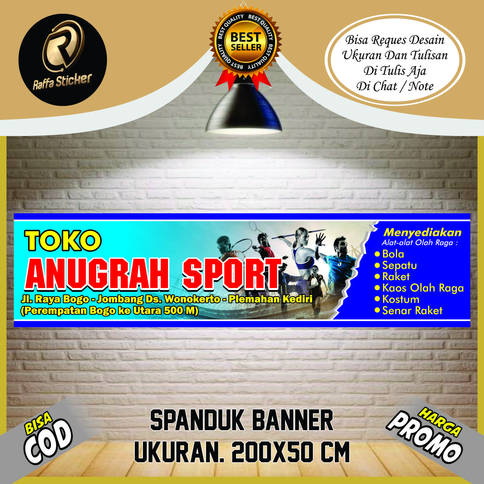 Spanduk Banner Backdrop Toko Sport Custom / ukuran 200x50 cm bisa COD ...