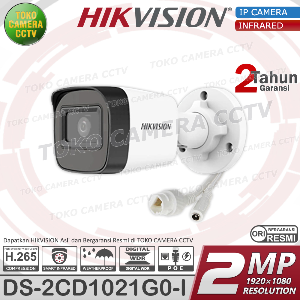 IP CAMERA BULLET 2MP HIKVISION DS-2CD1021G0-I KAMERA CCTV POE IR ...