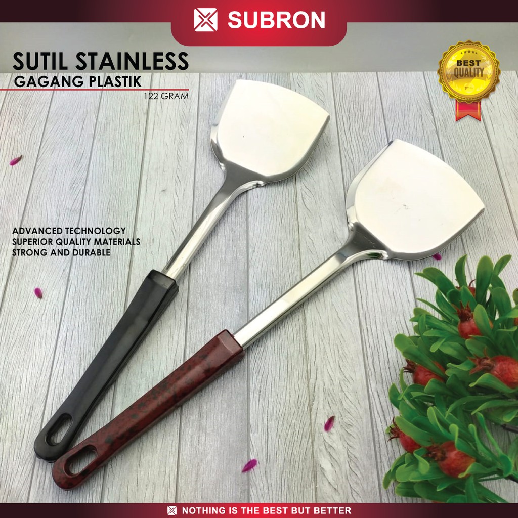 SUBRON Spatula 35cm Stainless Steel Sutil Susuk Sodet Gagang Plastik ...