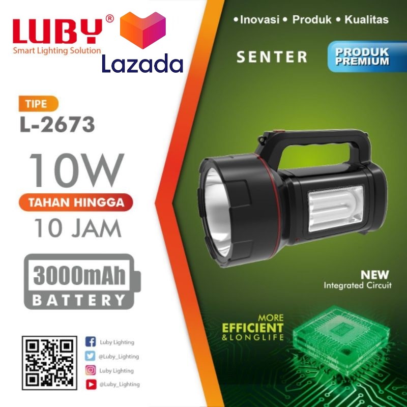 LUBY Senter Charge / Cas LED Rechargeable Hand light + Lampu Emergency ...