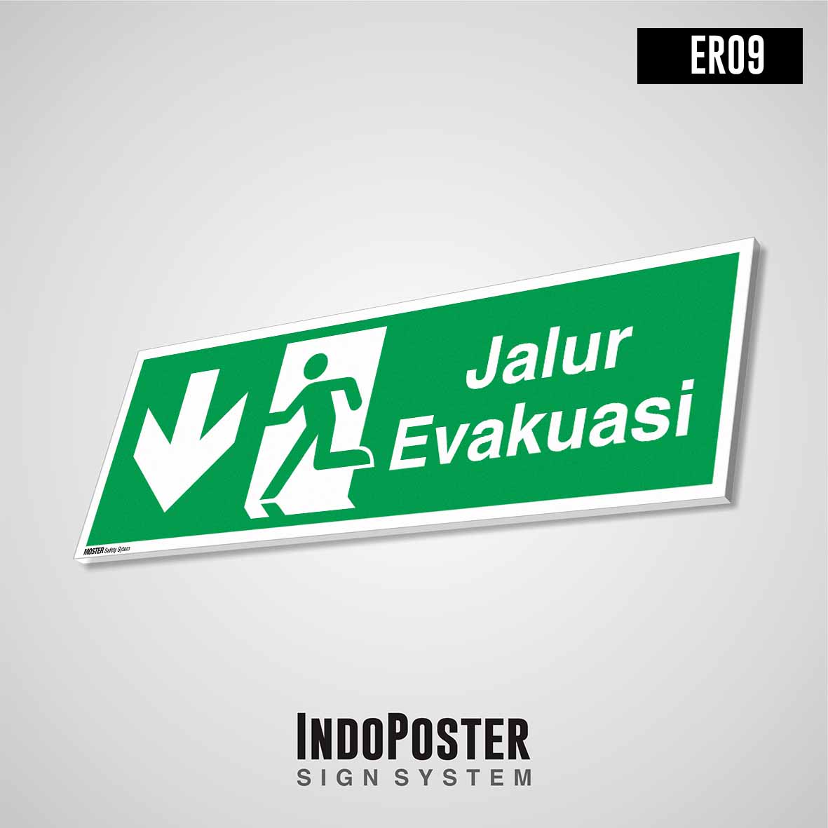 Safety Sign Emergency Rambu K3 PVC Tanda Jalur Evakuasi Arah Bawah Kiri ...