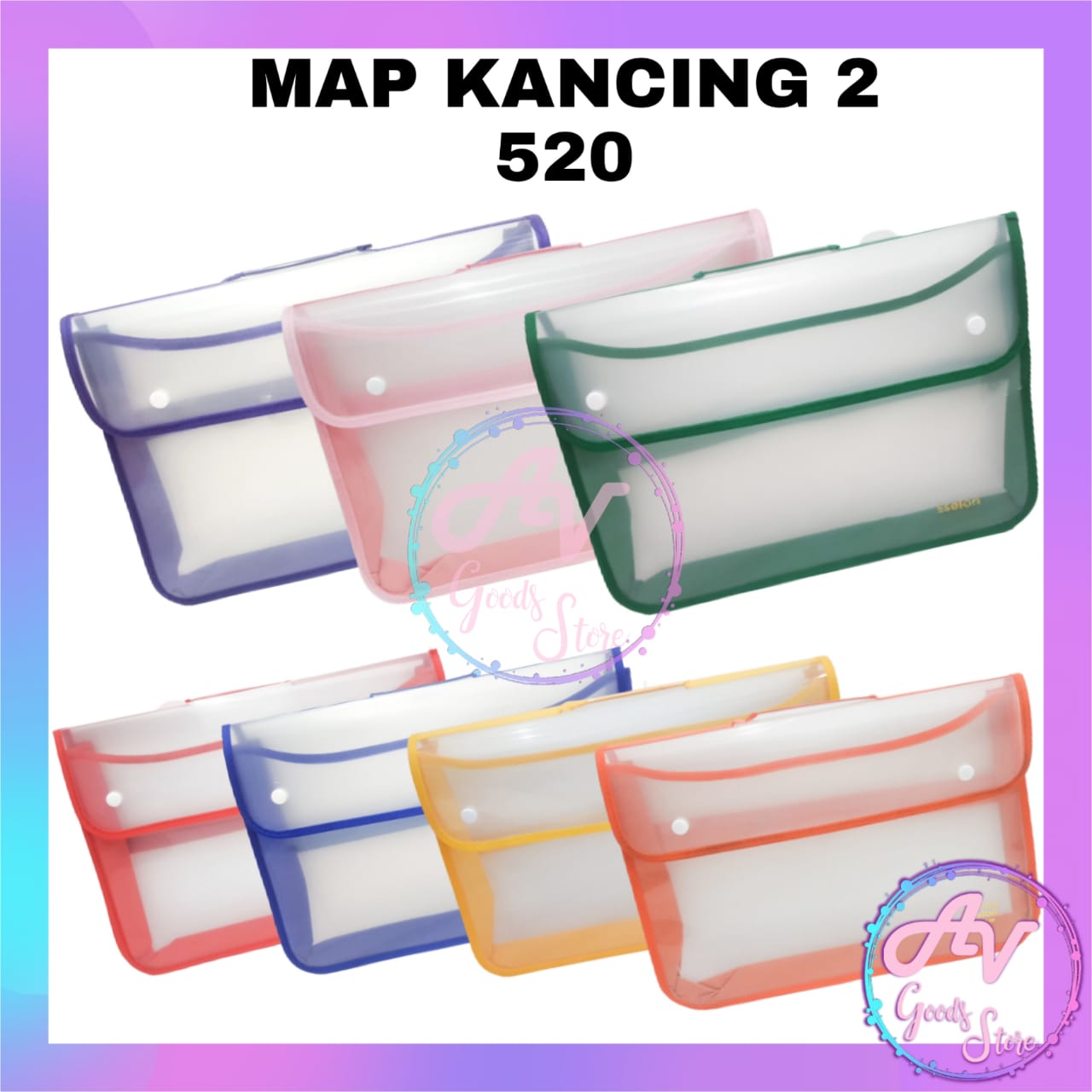 MAP TAS 2 KANCING + JARING FOLIO 520 / map plastik kancing 2 / school ...