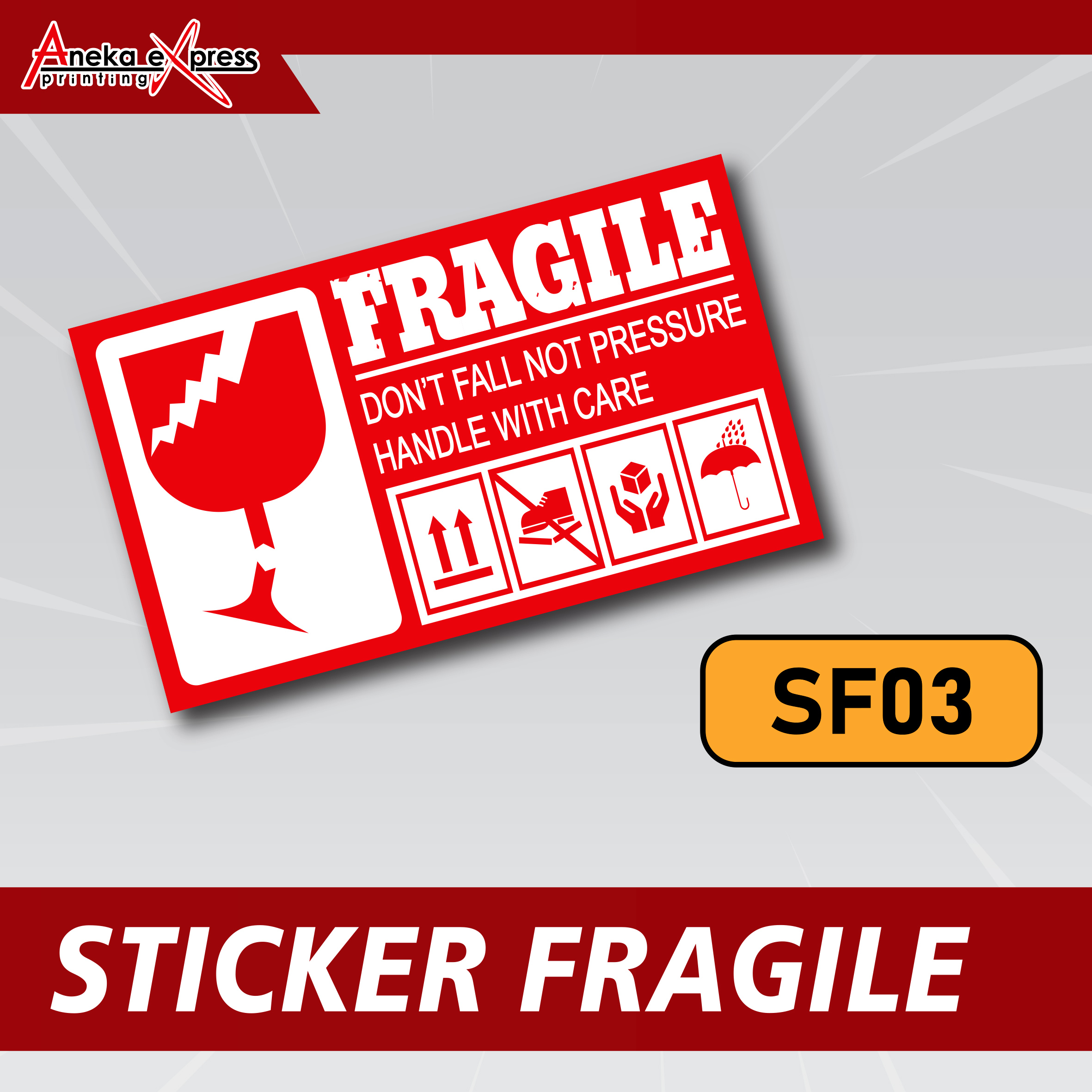 STICKER FRAGILE MURAH 8,5 x 5 ISI 100 PCS / ISI 50 PCS / ISI 10 PCS ...