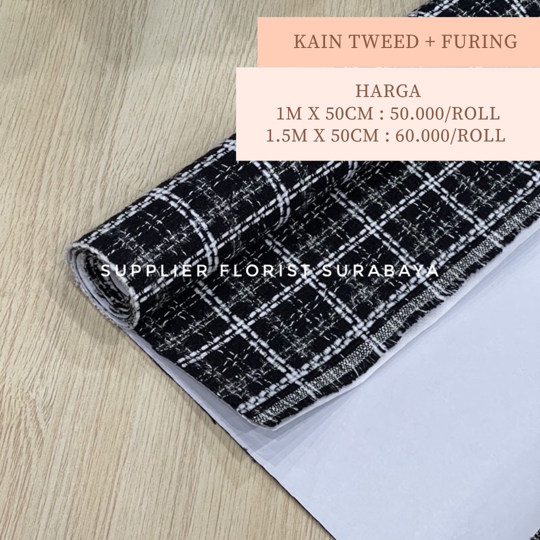 KAIN TWEED + KERTAS FURING 50CM X 1 METER / 1,5 METER BAHAN LEBIH KOKOH ...