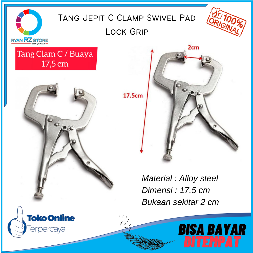 Tang Jepit Besi Ring Model C Clamp Swivel Pad Lock Grip Alloy steel ...