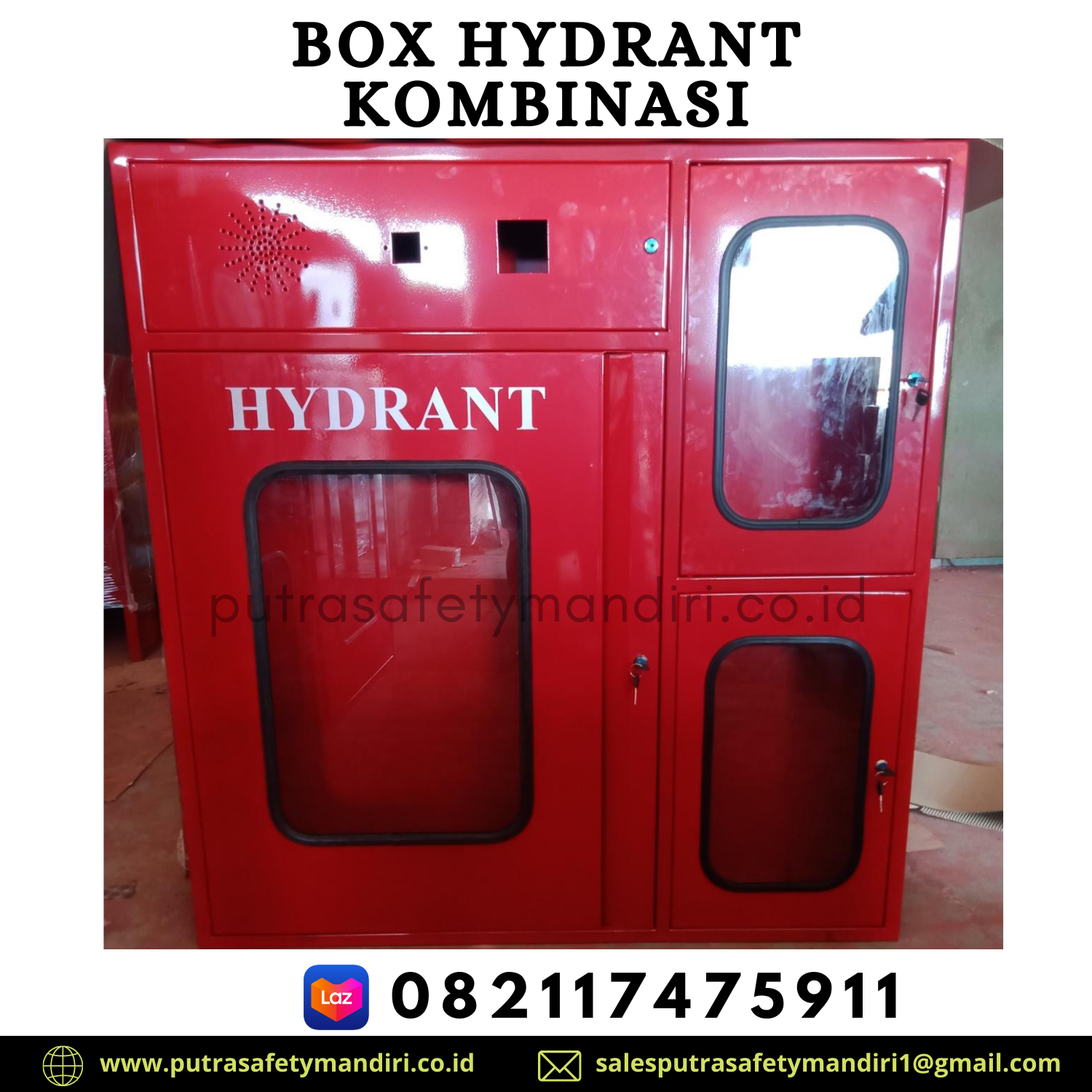 BOX HYDRANT TYPE B INDOOR IHB KOMBINASI KOTAK APAR PINTU KACA SIZE 125X110X18 CM PABRIKASI ...