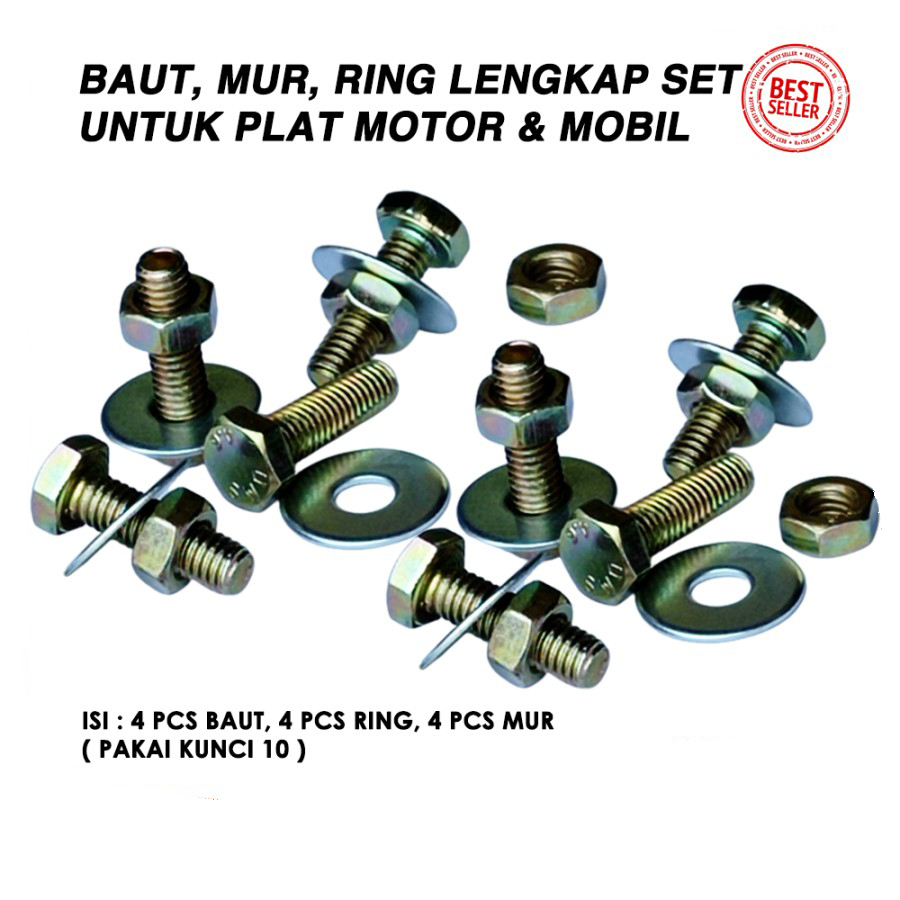 Baut Plat Nomor / Baud Ring Mur Tatakan Dudukan Plat SET | Lazada Indonesia