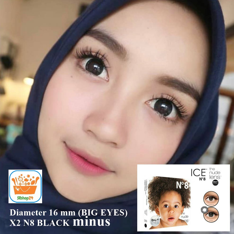 Softlens hitam korean pembesar bola mata x2 big eyes hitam ice n8 ...