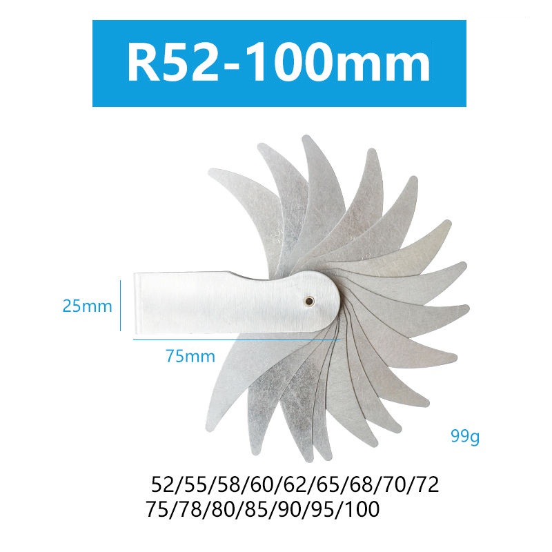 PENGUKUR RADIUS R1-R100 ALAT PENGUKUR FILLET MESIN FEELER METRIK RADIUS ...