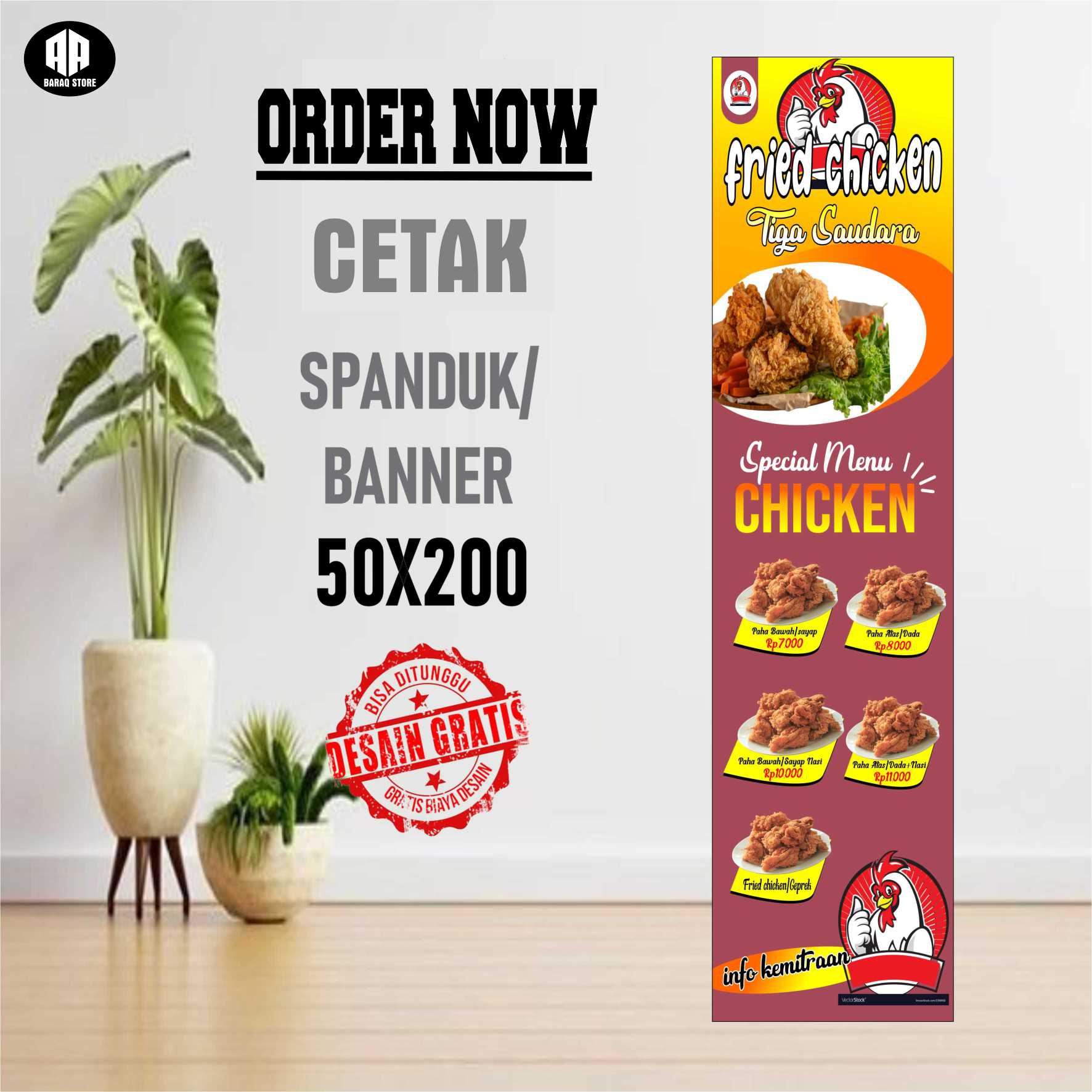 CETAK BANNER / CETAK SPANDUK MAKANAN FRIED CHICKEN BISA REQUEST ...
