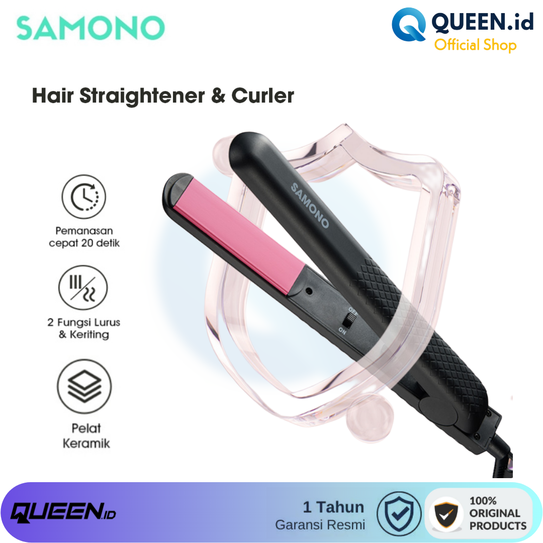 SAMONO SW-HS01 Catokan Rambut 2in1 Hair Curler Straightener Catok iron ...