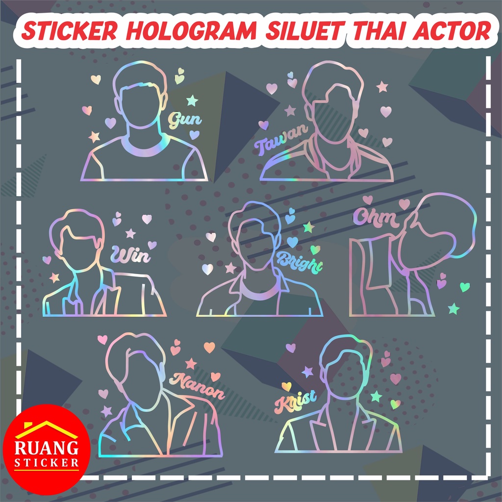 STIKER WIN BRIGHT TAWAN OHM NANON KRIST GUN STICKER THAI ACTOR HOLOGRAM ...