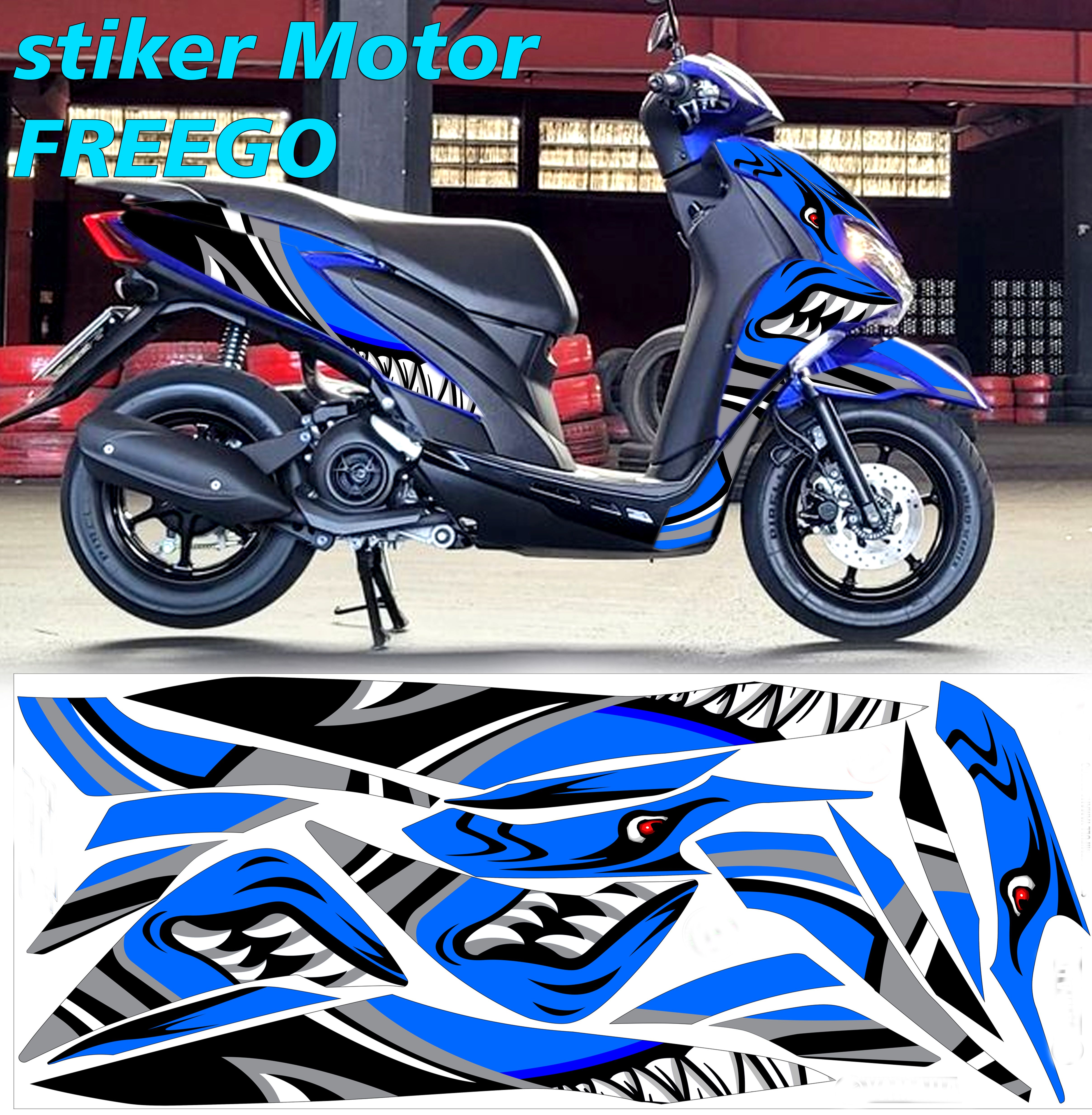 Stiker Motor Variasi Yamaha Freego Biru Hitam | Lazada Indonesia