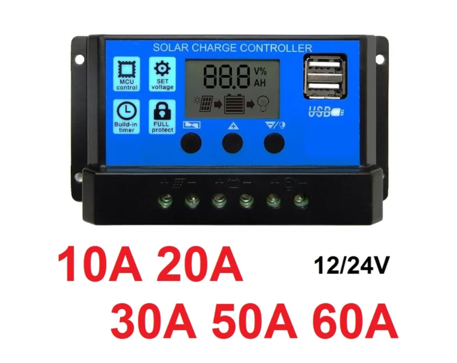 Solar Charge Controller LCD LED Display Solar Cell PWM 12V 24V 10A 20A ...