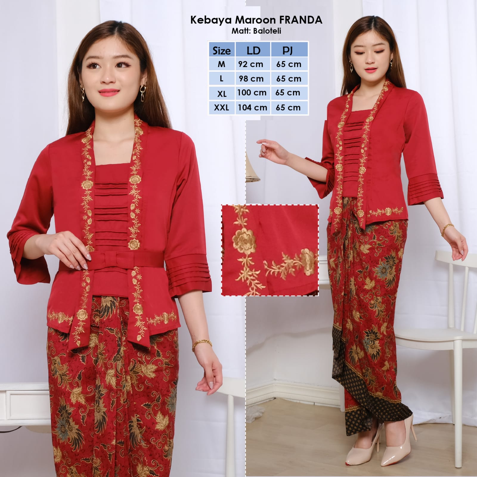 Atasan Kebaya Kartini Kutubaru Bordir Modern Kekinian Lengan 3/4 Bahan ...