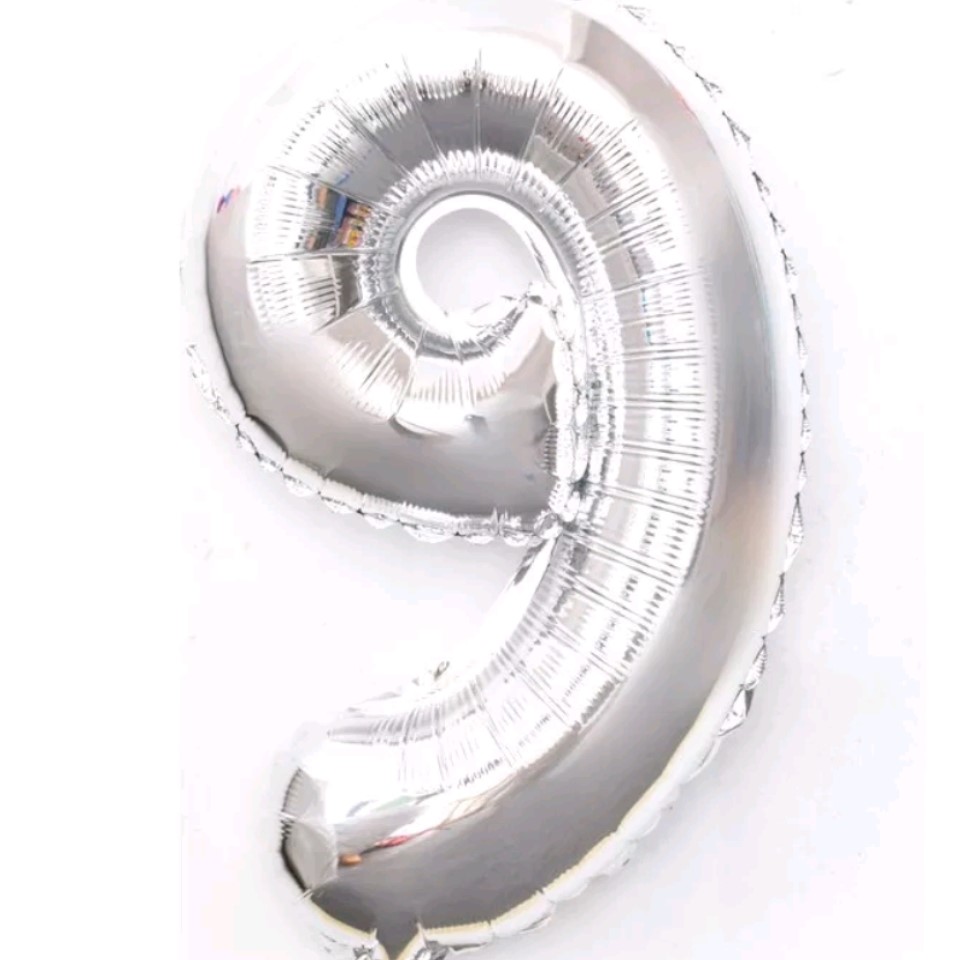 Balon Foil Angka Silver ± 40Cm Ballon Foil Abjad Alphabet Polos Balon ...
