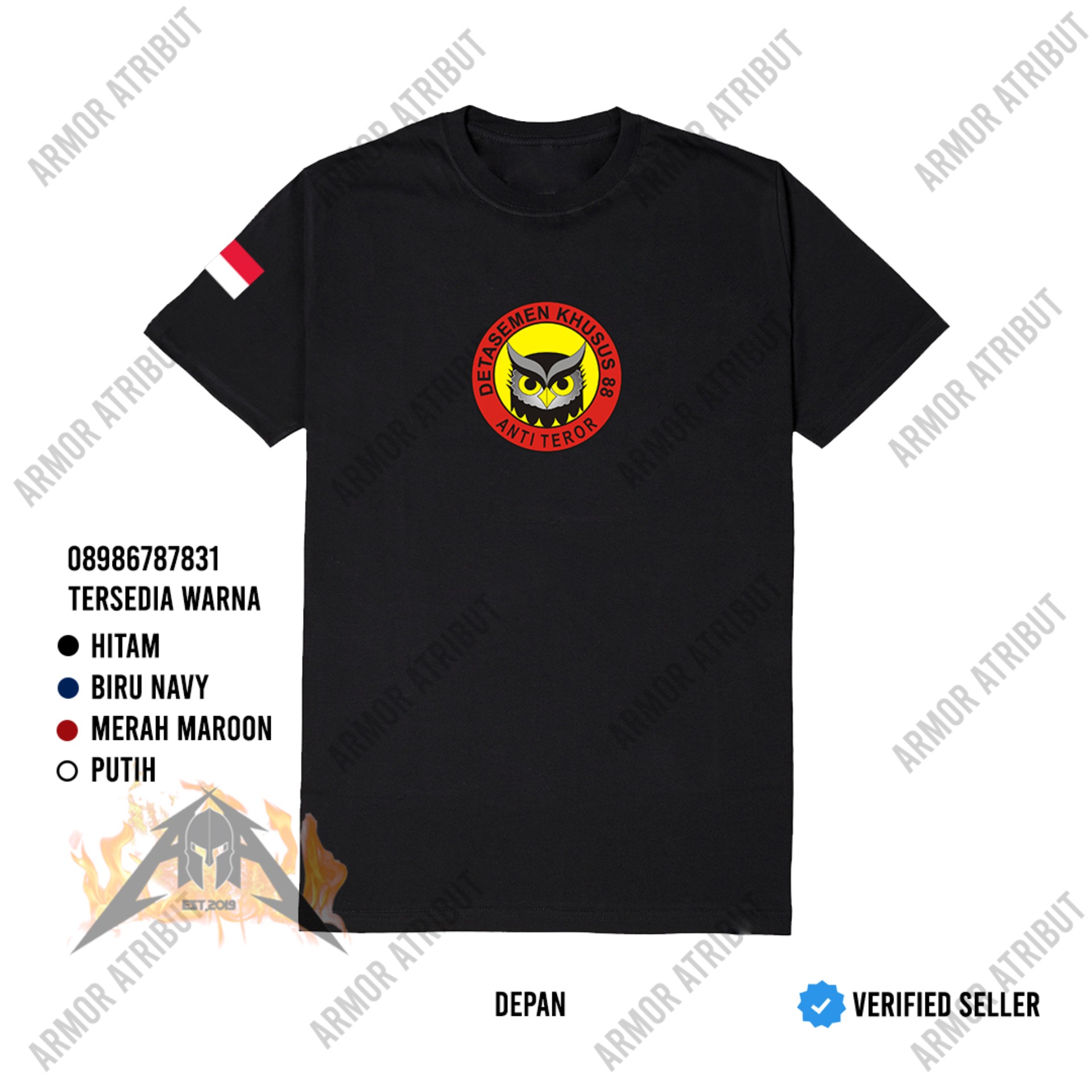 Kaos Baju DENSUS 88 Logo Middle -Armor Atribut | Lazada Indonesia