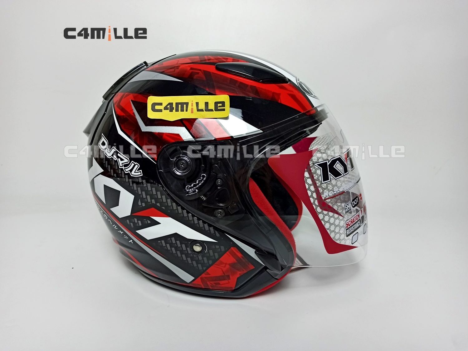 HELM KYT DJ MARU MOTIF #15 BLACK RED HALF FACE | Lazada Indonesia