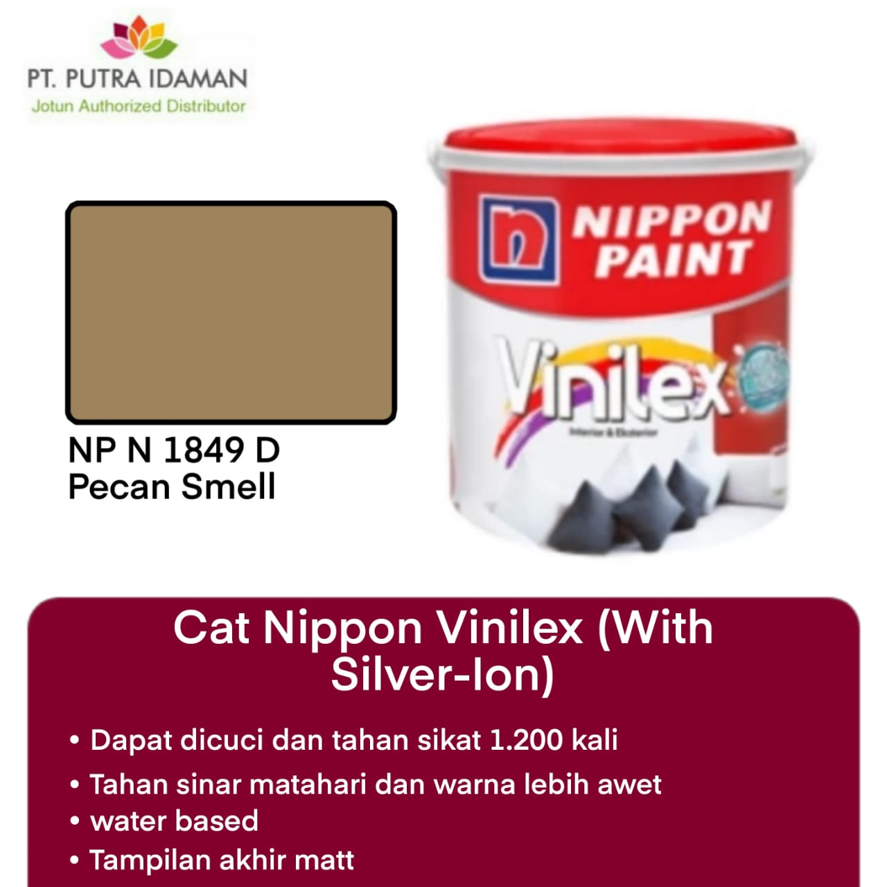CAT INTERIOR NIPPON PAINT VINILEX - PECAN SMELL N 1849D | Lazada Indonesia