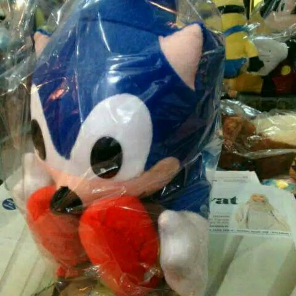 Boneka karakter kartun Sonik Sonic the hedgehog maskot sega warna biru ...