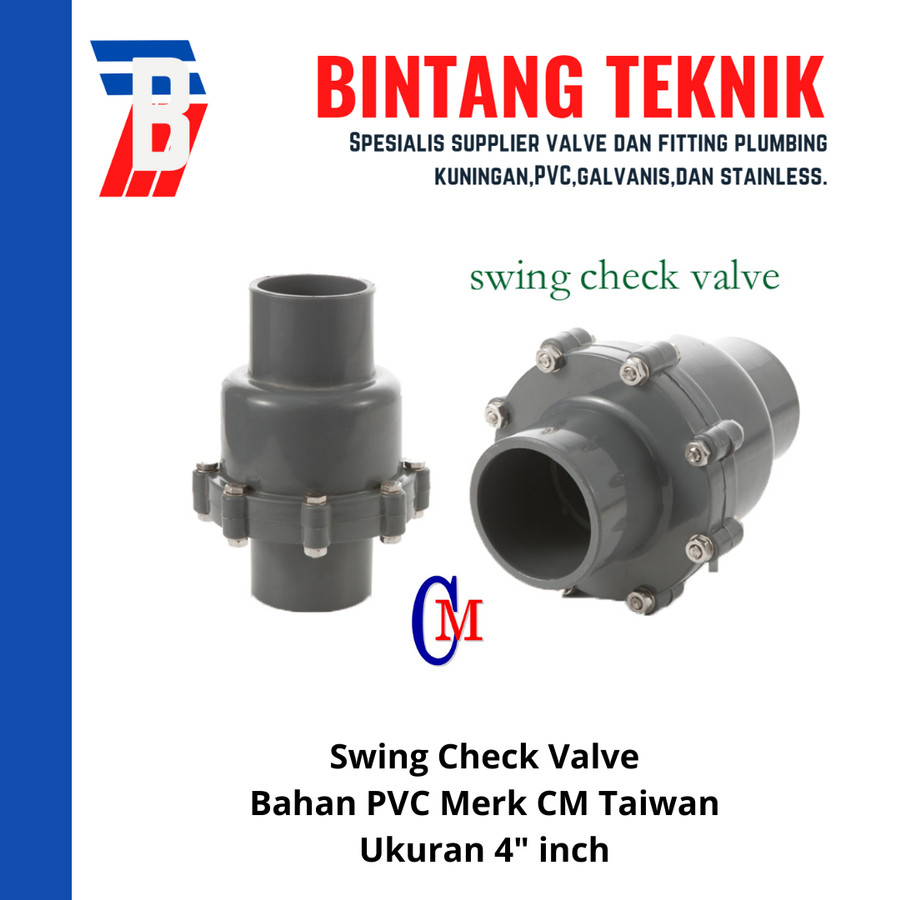 Swing Check Valve / Kleb Tabok PVC 4" inch Merk CM | Lazada Indonesia