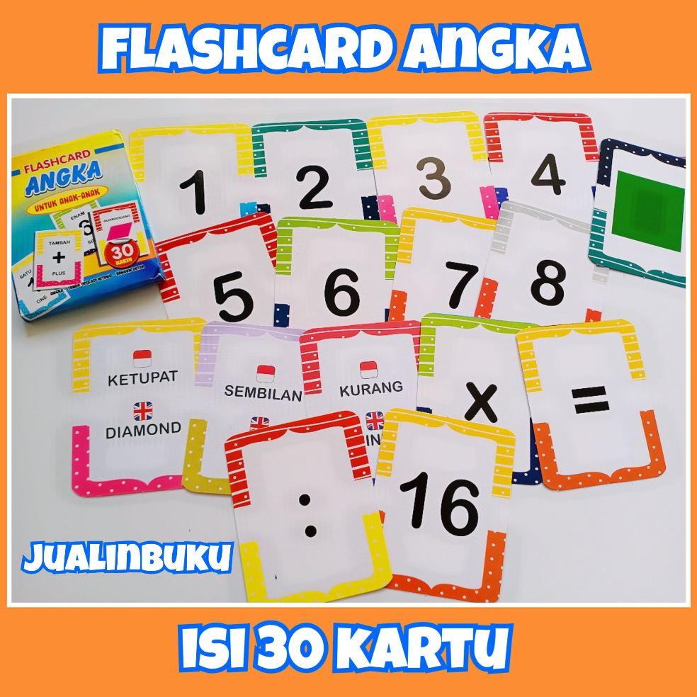 Flashcard Angka Isi 30 Kartu / Flash Card | Lazada Indonesia