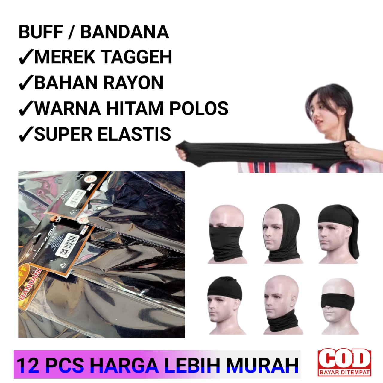 BUFF HITAM POLOS TEBAL DAN ADEM ( BUFF LOKAL BAHAN RAYON ) | Lazada ...